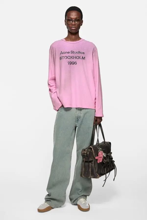 Acne Studios Logo-Print T-Shirt - Cotton Candy Pink | Editorialist